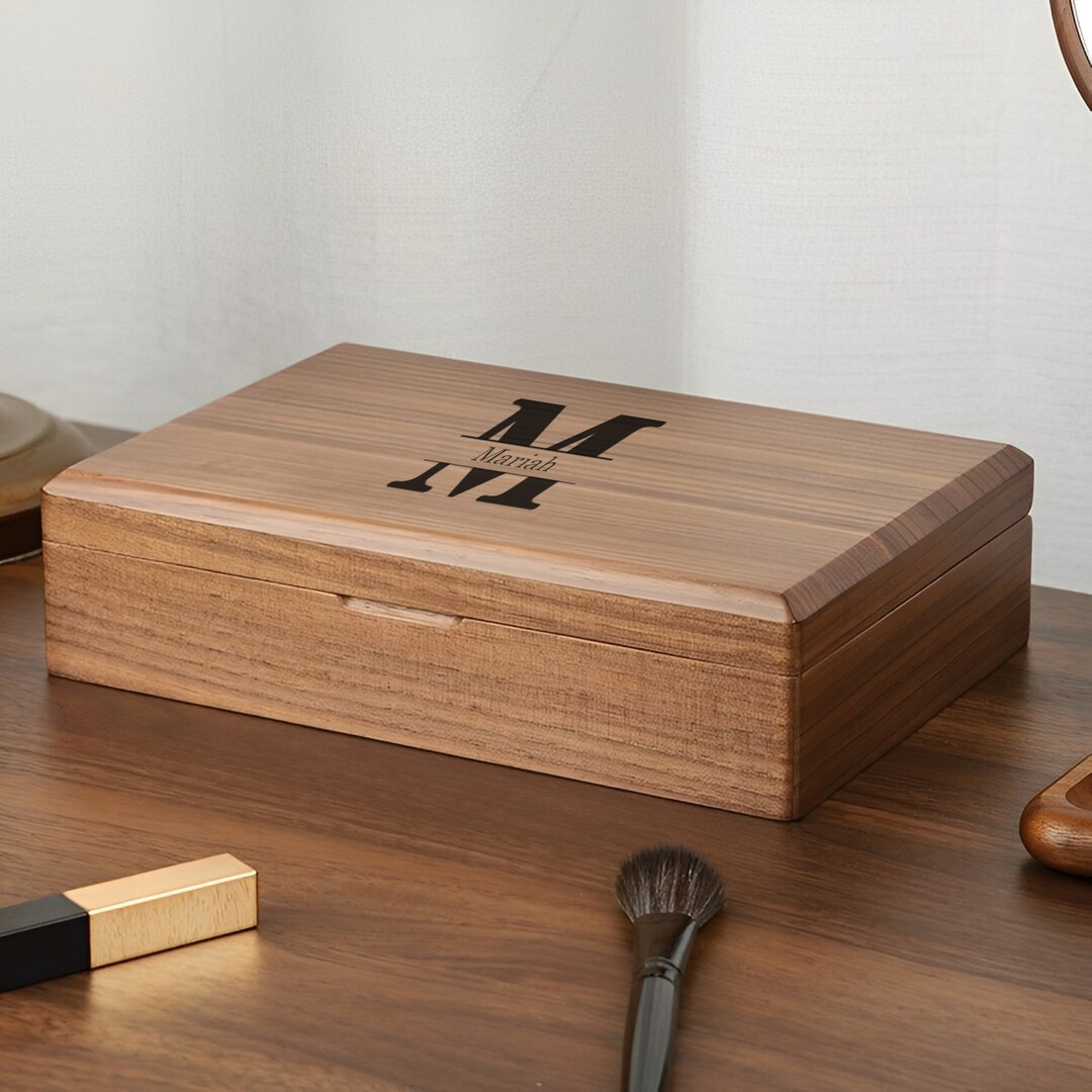 Personalized Wooden Jewelry Box | Walnut Wood Jewelry Box | Lockable ...