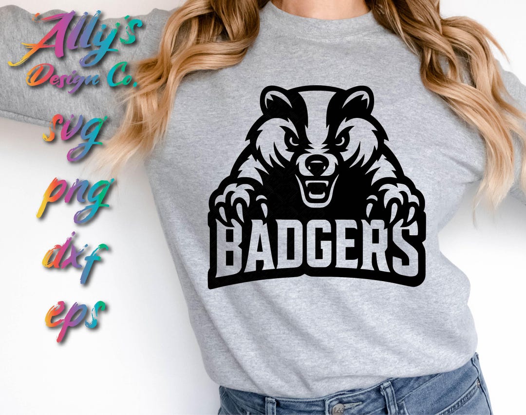 Badgers Mascot Logo SVG PNG | Team Shirts | Bold Clipart | Animal ...
