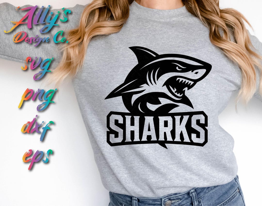 Sharks Mascot Logo SVG PNG | Team Shirts | Bold Clipart | Animal Tattoo ...