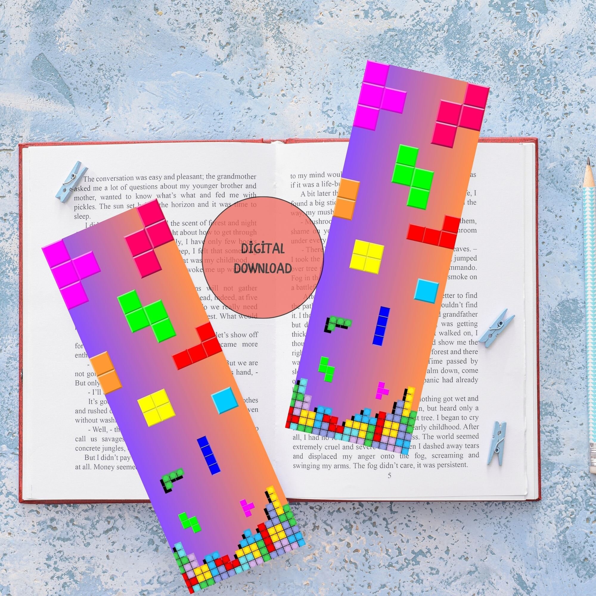Fantasy Printable Bookmark, Tetris Bookmark, Custom Bookmark , Cute ...