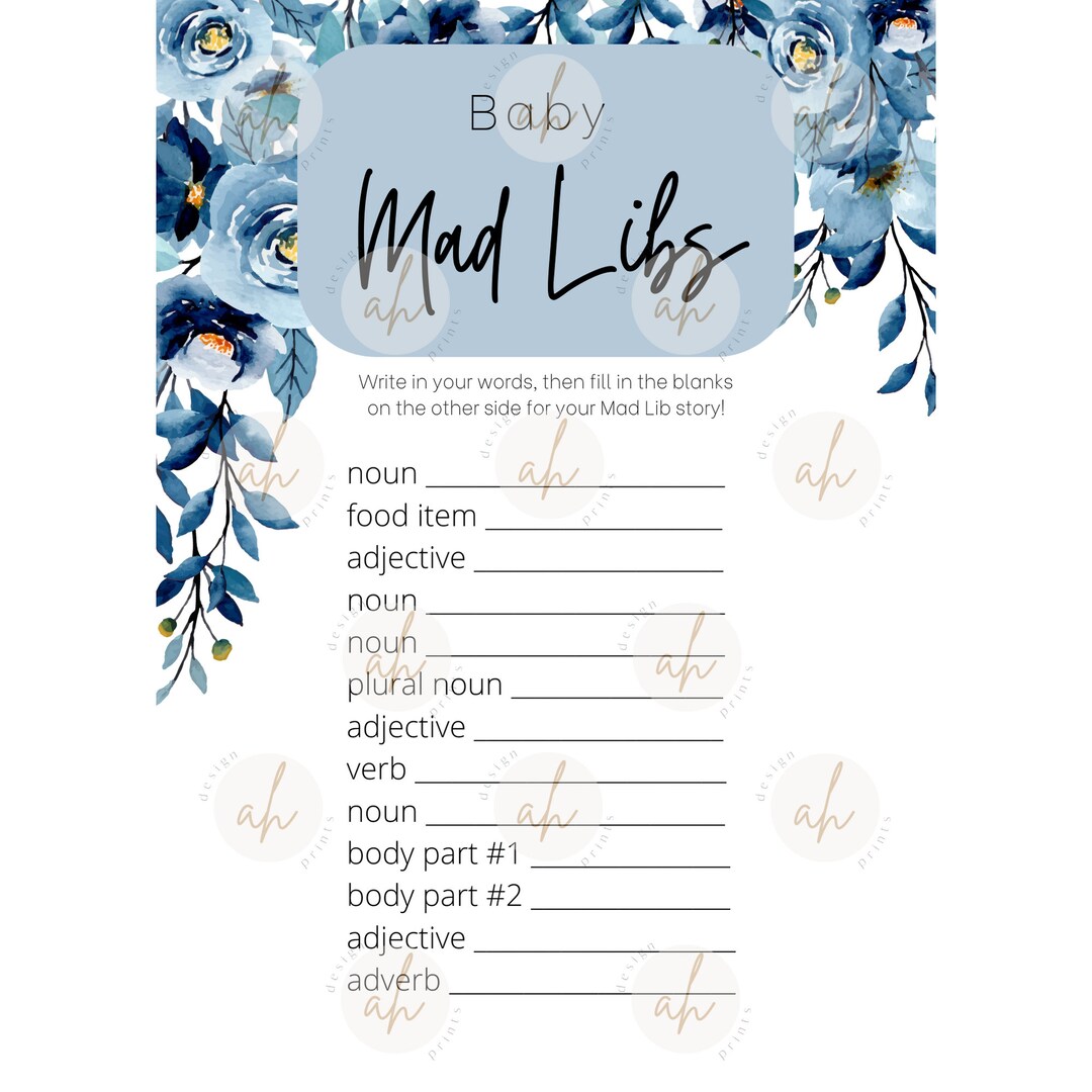 2 Pack Baby Shower Printables - Blue Floral - Etsy