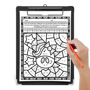 Unicorns Division Color by Number Worksheets | 3rd Grade Division Math ...