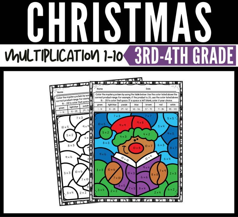 Color by Number Christmas Multiplication Worksheets for 3rd-grade and ...