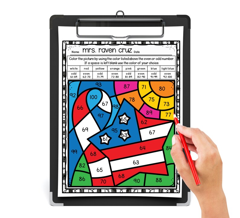 Memorial Day Color by Number: Odd & Even Worksheet (digital Download ...