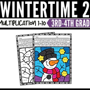 Winter Color by Number Multiplication Worksheets, Winter Classroom Math ...