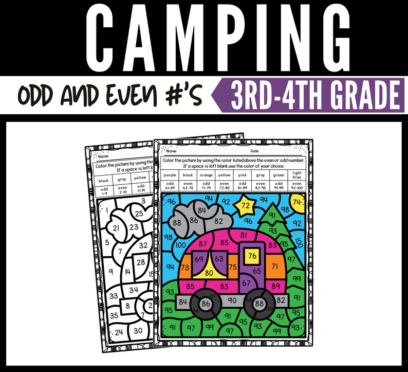 Camping Themed Odd and Even Numbers Worksheet Camping Color by Number ...