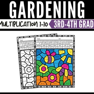 Gardening Multiplication Color by Number Worksheets for 3rd Grade and ...