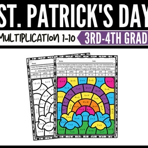 St. Patrick's Day Multiplication Color by Number | St. Paddy's Day Math ...