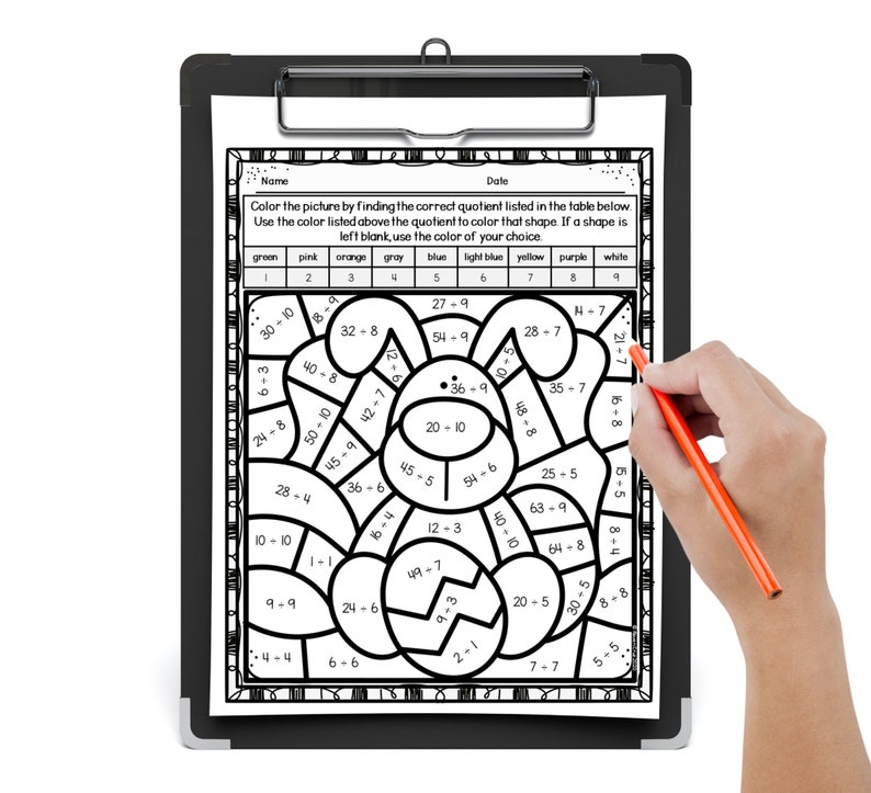 Easter Color by Number Division Worksheets for 3rd Grade and 4th Grade ...