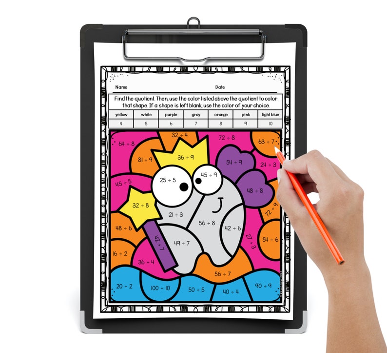 Dentist and Tooth Fairy Themed Division Color by Number Worksheets for ...