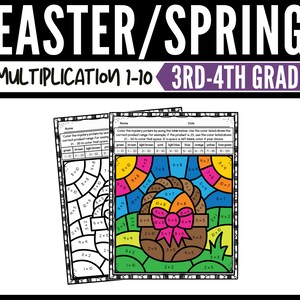 Easter Color by Number Multiplication Worksheets for 3rd Grade and 4th ...
