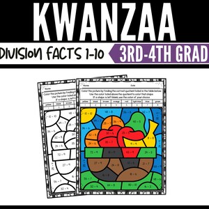 Kwanzaa Color by Number Divisionworksheets 3rd Grade and 4th Grade Math ...