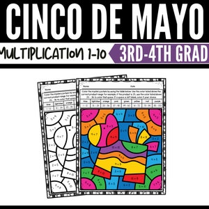 Cinco De Mayo Color by Number Multiplication Worksheets for 3rd Grade ...