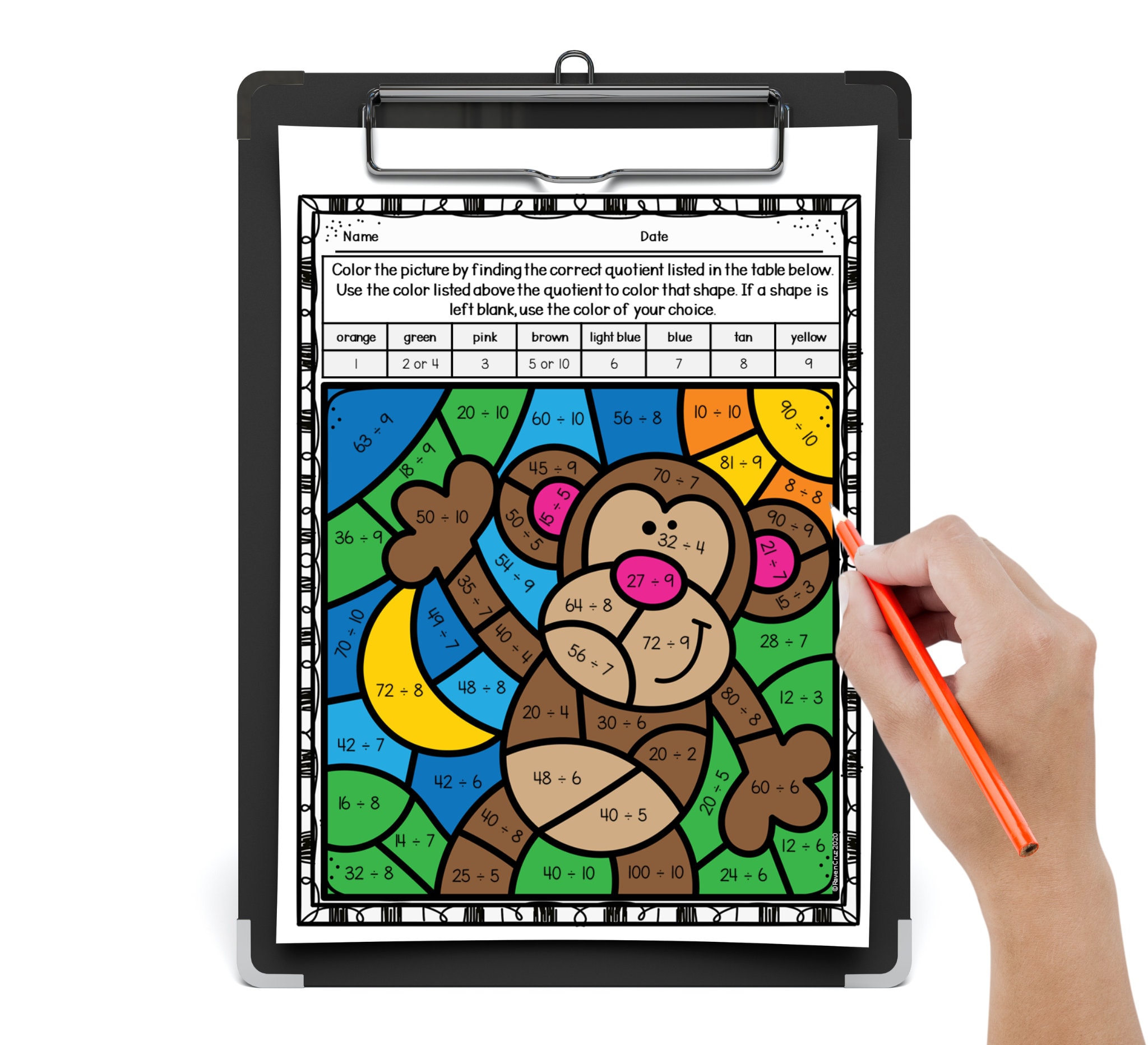 Zoo Animals Division Color by Number Worksheets | 3rd Grade and 4th ...