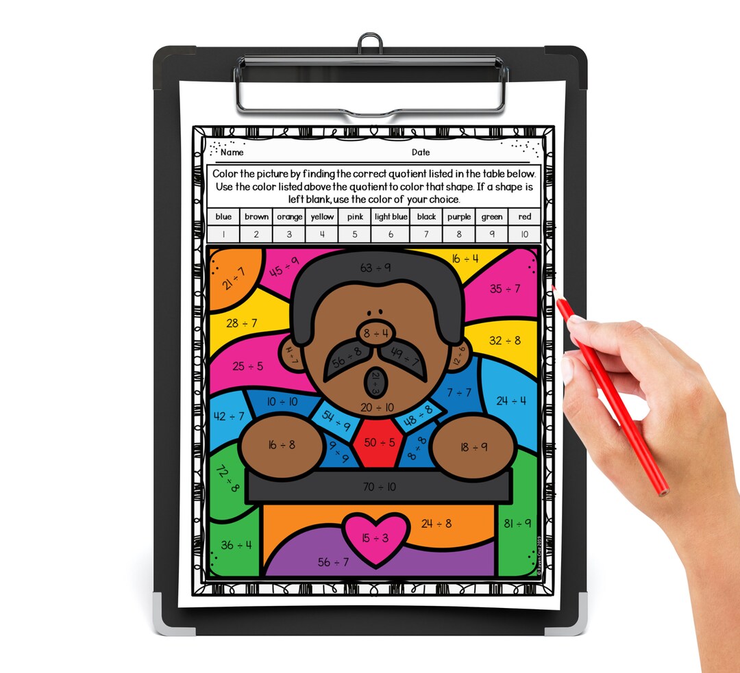 Martin Luther King Day Coloring Sheet for Division, MLK Day Math ...