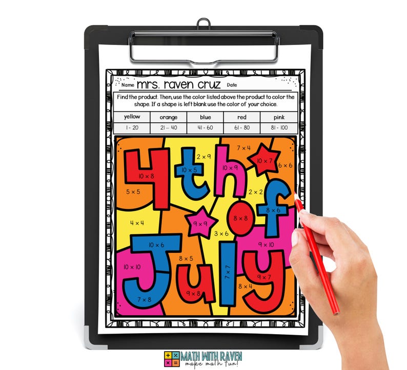 4th of July Coloring Pages Multiplication Fact Practice 3rd Grade and ...