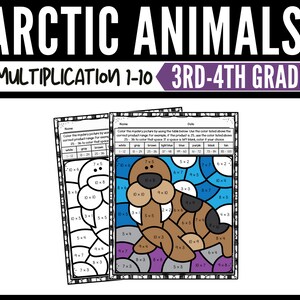 Arctic Animals Multiplication Color by Number Activity for 3rd-grade ...