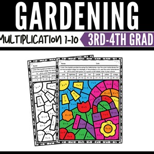 Gardening Multiplication Color by Number Worksheets for 3rd Grade and ...