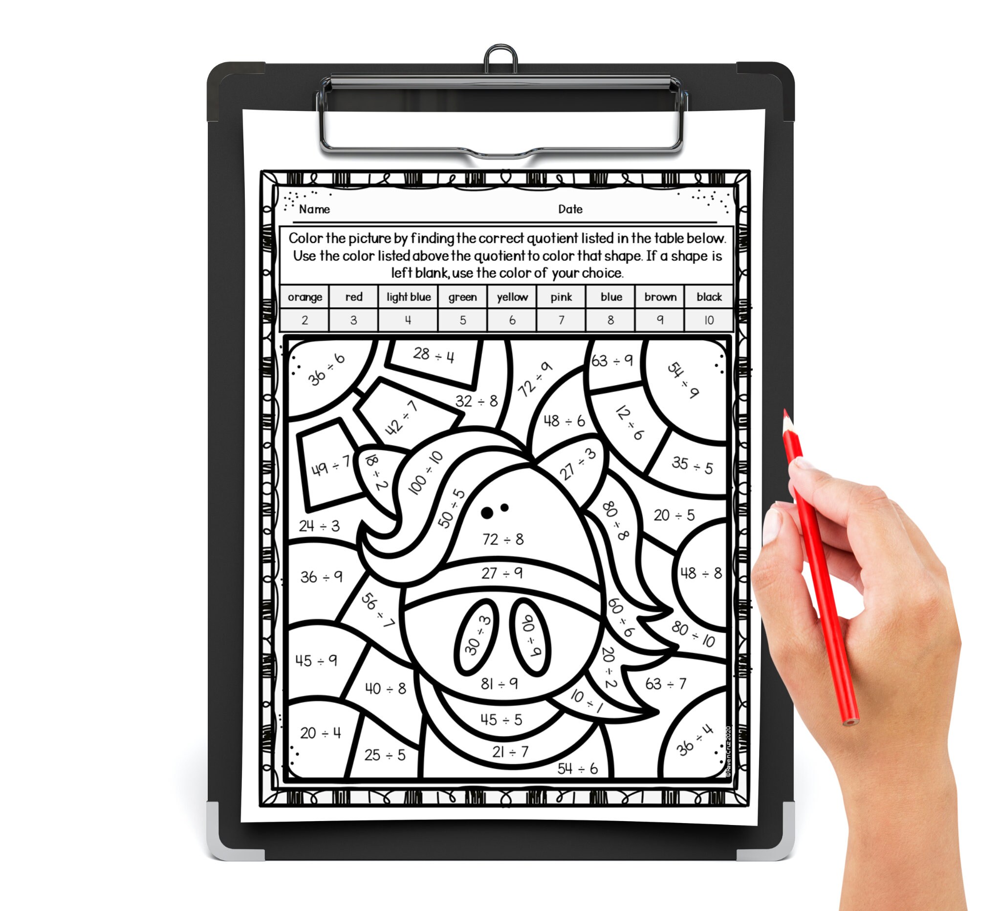 Farm Animals Division Color by Number Worksheets | 3rd Grade Math ...