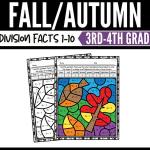 Fall Division Color by Number Worksheets for 3rd Grade and 4th Grade ...