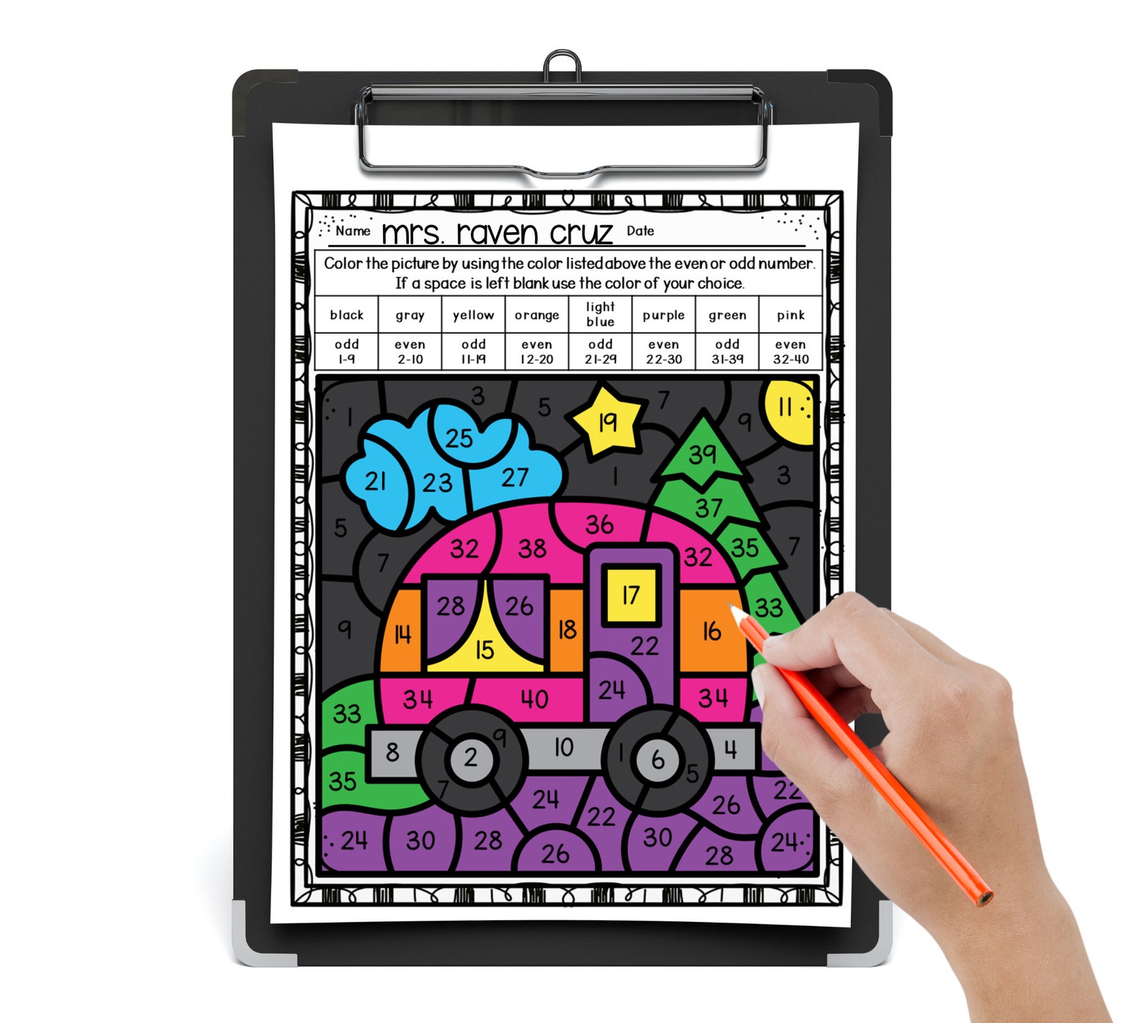 Camping Themed Odd and Even Numbers Worksheet Camping Color by Number ...