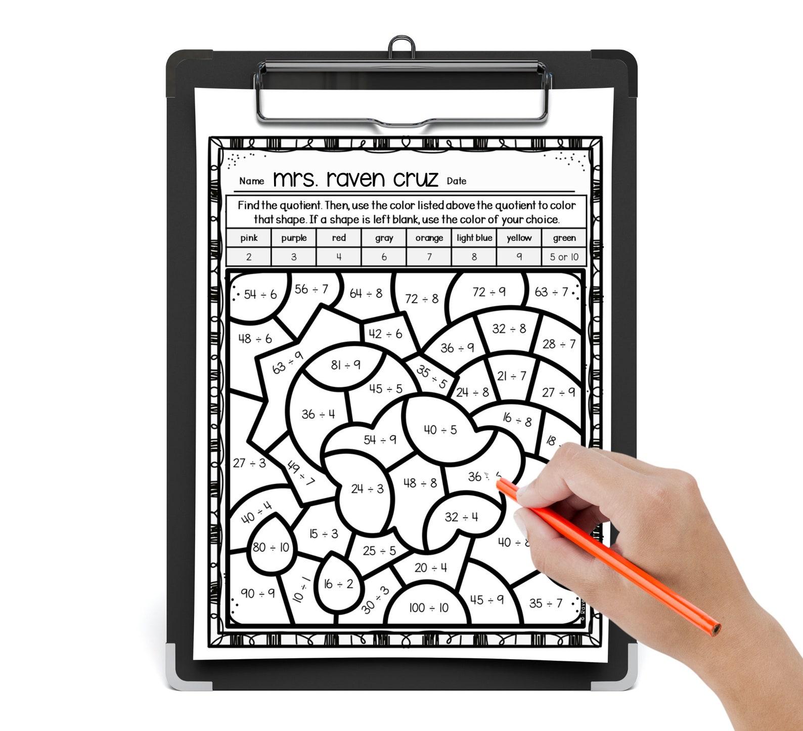 Spring Division Color by Number Worksheets - Etsy