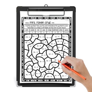 Spring Division Color by Number Worksheets - Etsy