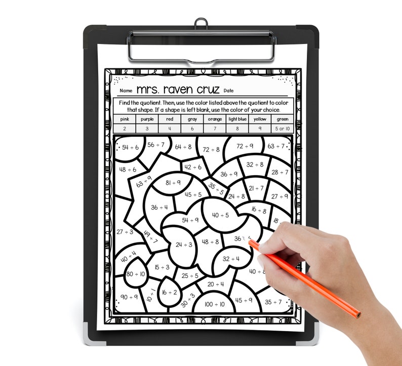 Spring Division Color by Number Worksheets - Etsy