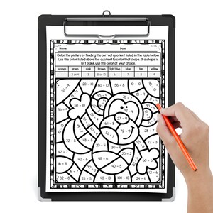 Zoo Animals Division Color by Number Worksheets | 3rd Grade and 4th ...