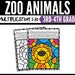 Zoo Animals Multiplication Color by Number Worksheets | 3rd Grade ...