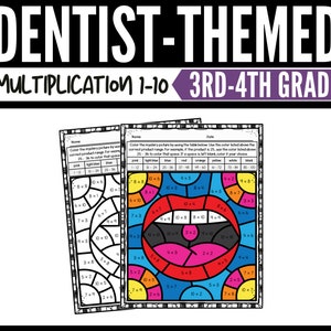 Dentist Tooth Fairy Themed Multiplication Color by Number Worksheets ...