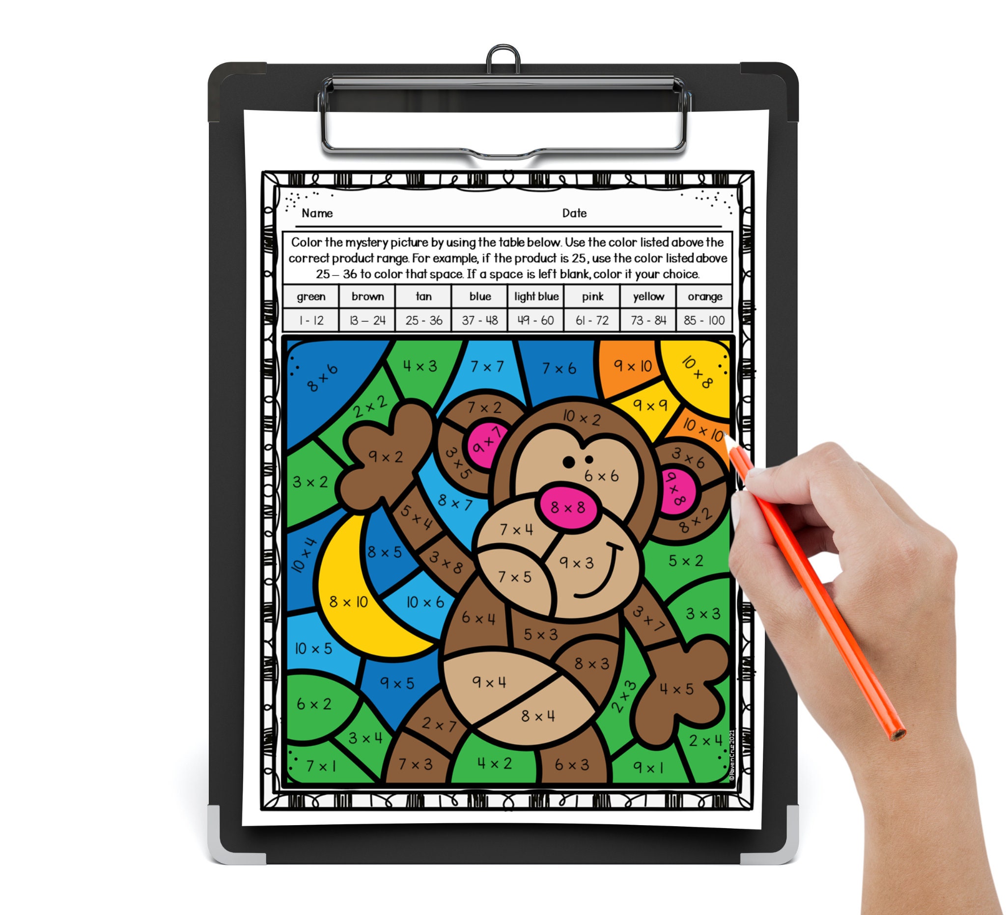 Zoo Animals Multiplication Color by Number Worksheets | 3rd Grade ...