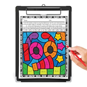 100 Days of School Multiplication Color by Number Worksheets for 3rd ...