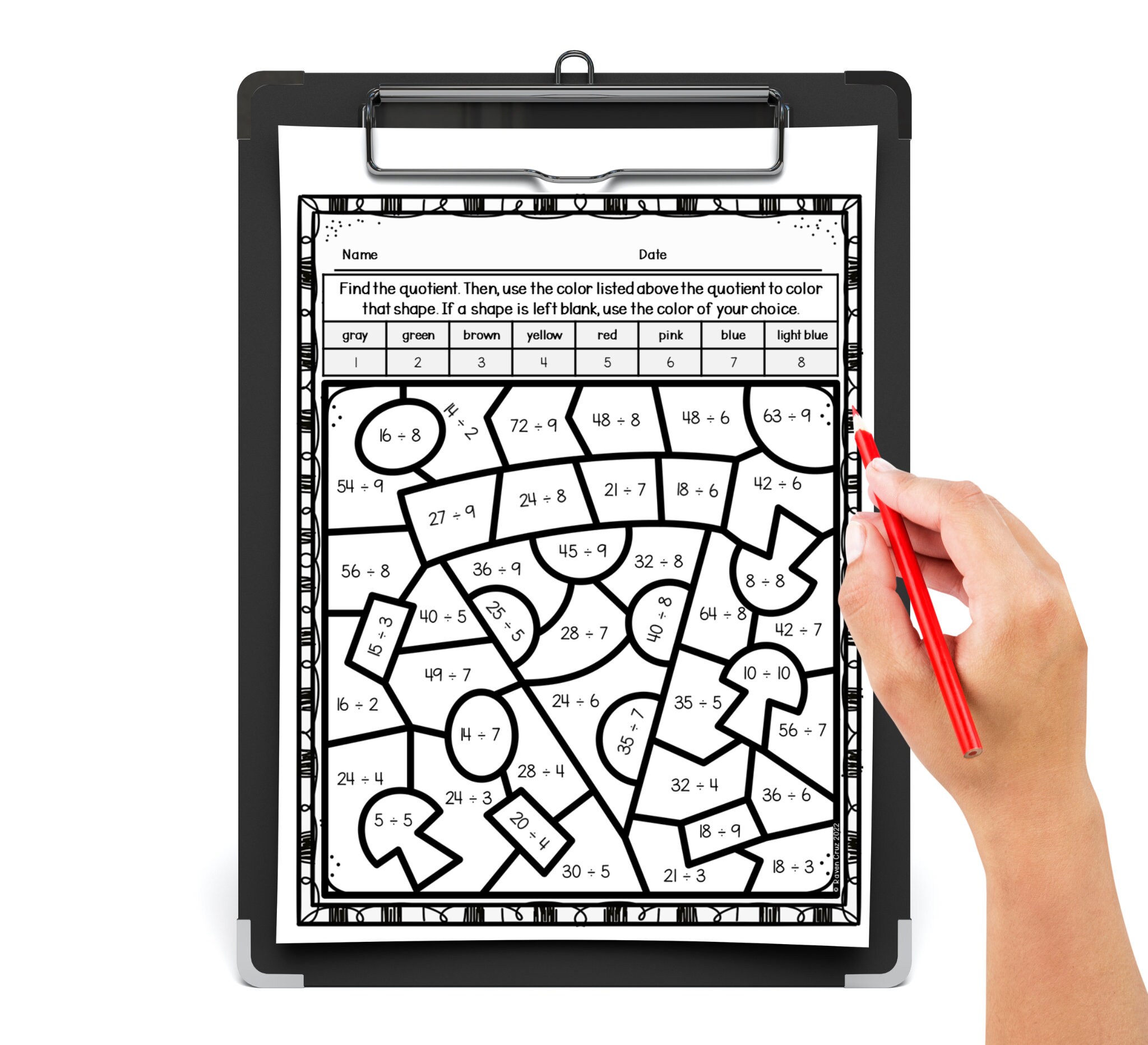 Fast Food Division Color by Number Worksheets | 3rd Grade Division ...