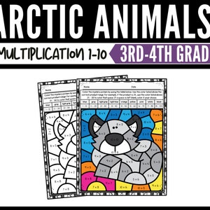 Arctic Animals Multiplication Color by Number Activity for 3rd-grade ...