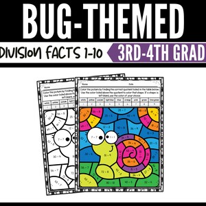 Bugs Division Color by Number Worksheets | 3rd Grade Centers | 4th ...