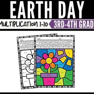 Earth Day Multiplication Color by Number Worksheets for 3rd Grade and ...