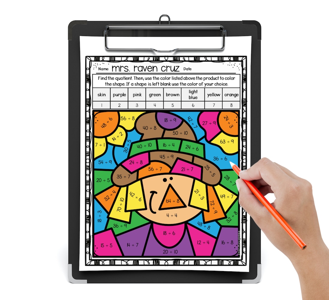 Fall Division Color by Number Worksheets for 3rd Grade and 4th Grade ...
