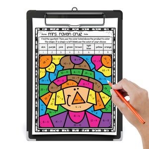 Fall Division Color by Number Worksheets for 3rd Grade and 4th Grade ...