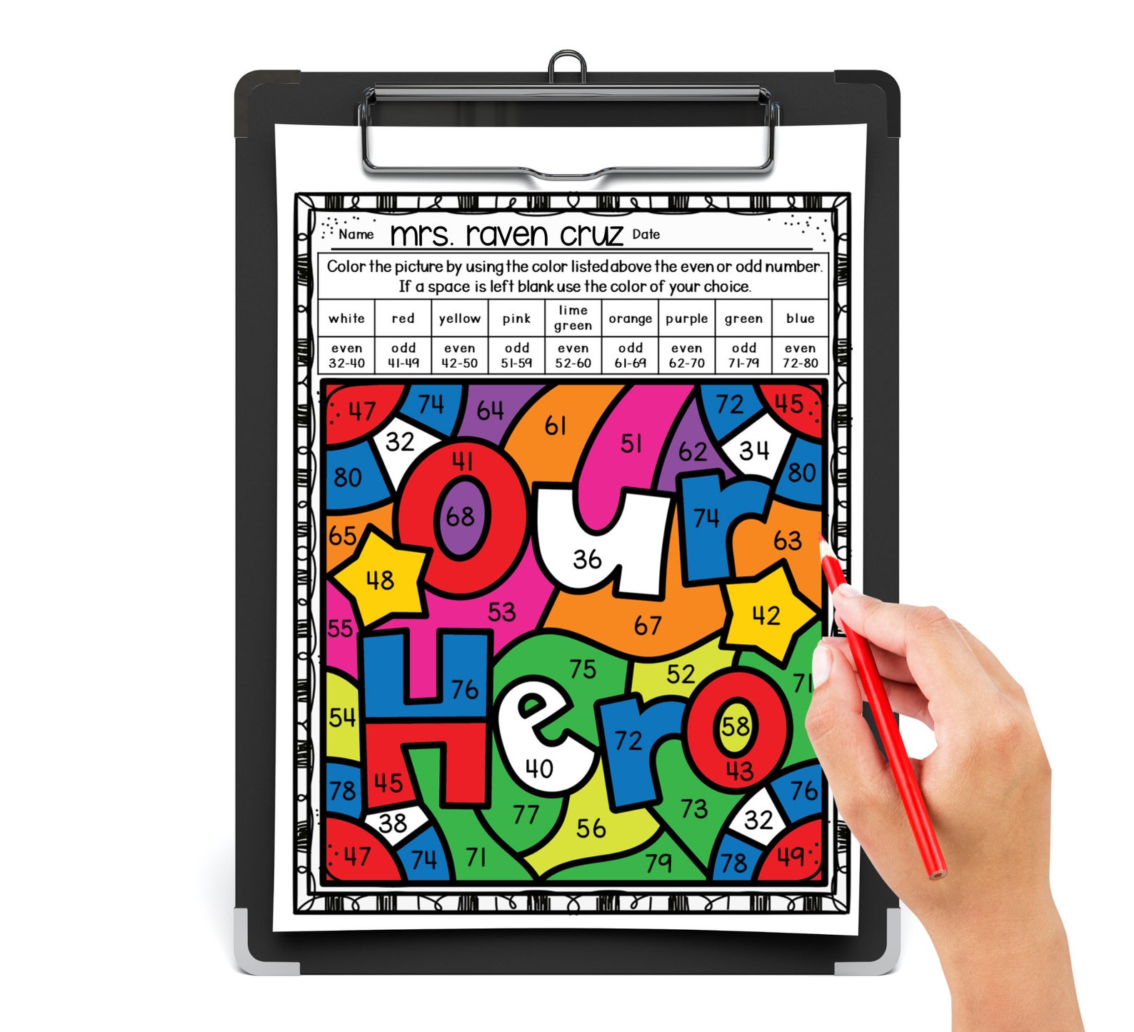 Memorial Day Color by Number: Odd & Even Worksheet (digital Download ...