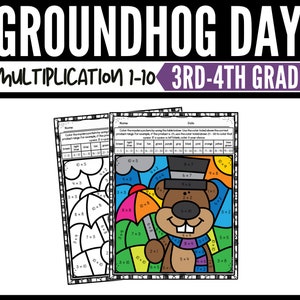 Groundhog Day Color by Number Multiplication Worksheets for 3rd Grade ...