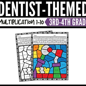 Dentist Tooth Fairy Themed Multiplication Color by Number Worksheets ...