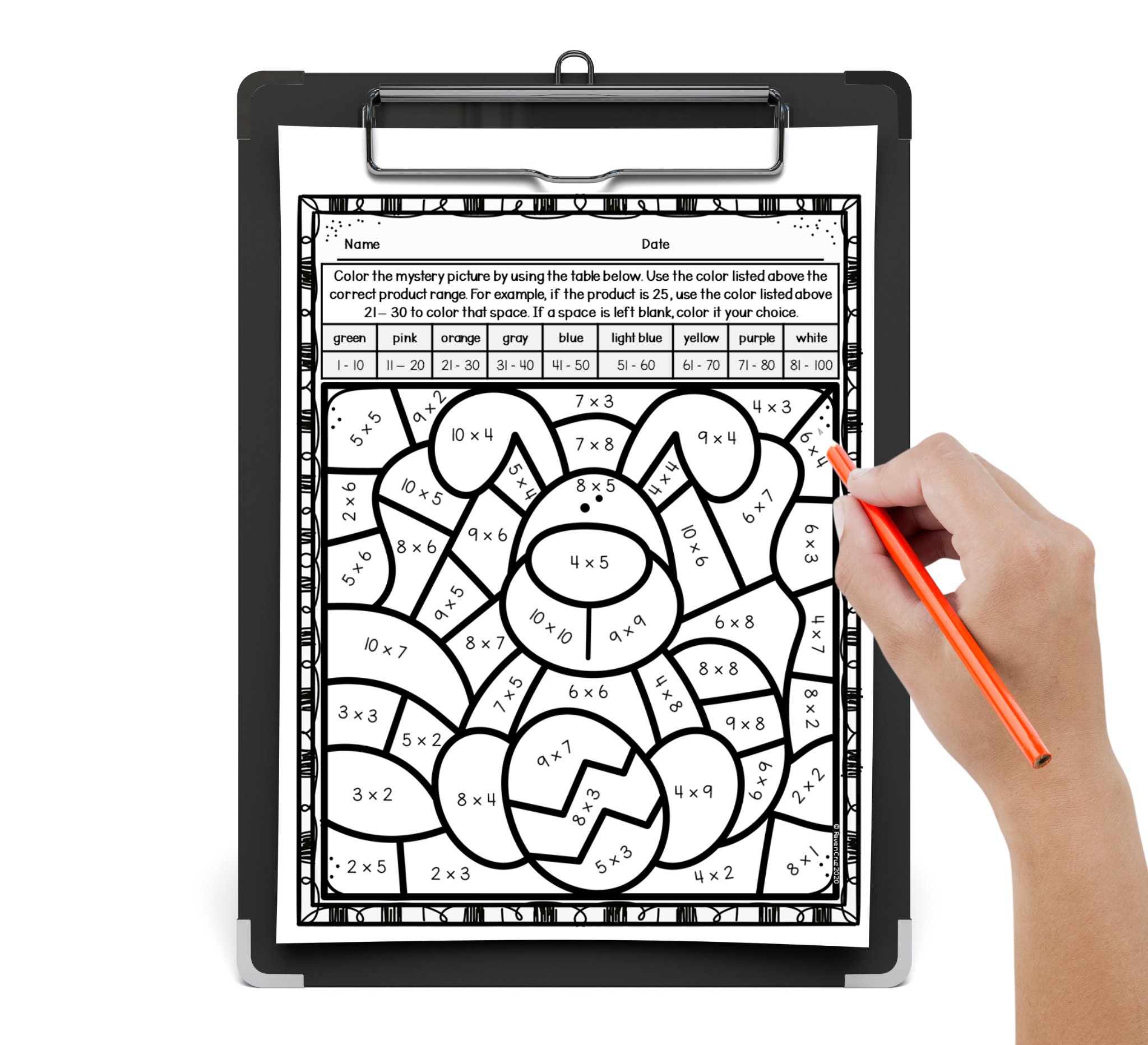 Easter Color by Number Multiplication Worksheets for 3rd Grade and 4th ...