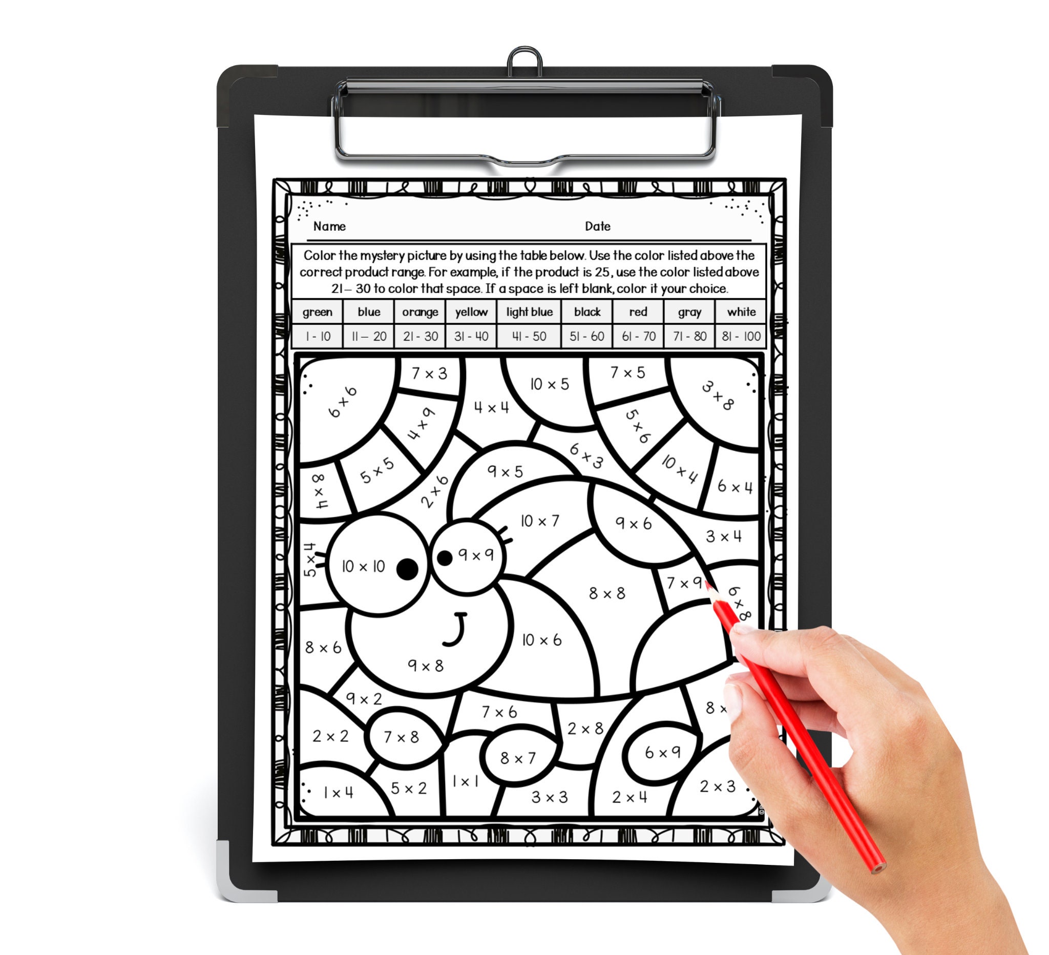 Bugs Color by Number Multiplication Worksheets for 3rd Grade and 4th ...