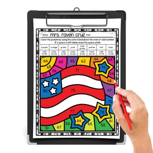 Memorial Day Color by Number: Odd & Even Worksheet (digital Download ...