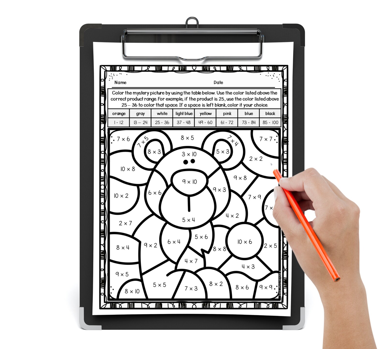 Arctic Animals Multiplication Color by Number Activity for 3rd-grade ...