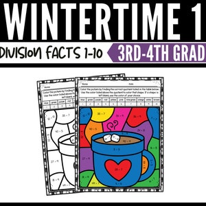 Division Color by Number Worksheets for Winter in 3rd Grade and 4th ...