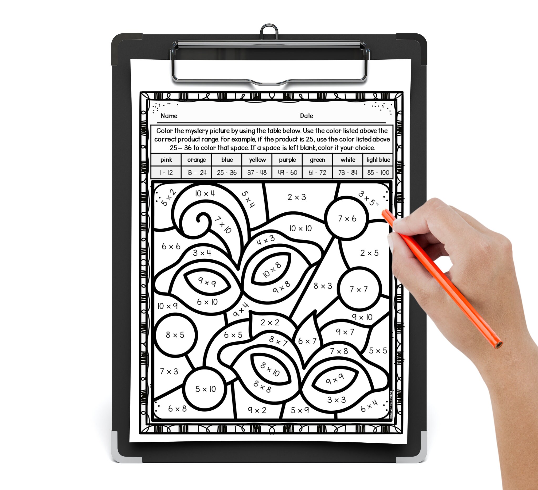 Mardi Gras Color by Number Multiplication Worksheets for 3rd-grade and ...