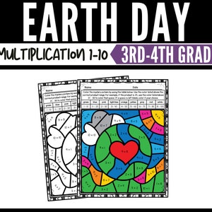 Earth Day Multiplication Color by Number Worksheets for 3rd Grade and ...
