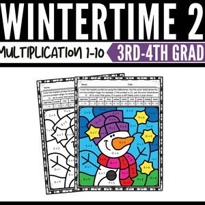 Winter Color by Number Multiplication Worksheets, Winter Classroom Math ...